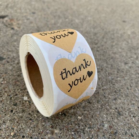 Office | 1 Roll 50 Thank You Kraft Paper Stickers | Poshmark